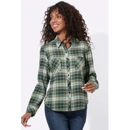 Flanellbluse Casual Looks, Damen, Gr. 40, eucalyptus, moos, kariert, 100% Baumwolle, gemustert, kariert, mehrfarbig, Blusen