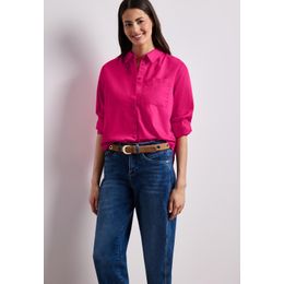 Langarmbluse Street One, Damen, Gr. 42, pink (magenta dream), Web, Obermaterial: 100% Baumwolle, unifarben, l&auml;ssig geschnitten h&uuml;ftbedeckend, Rundhals, 1-Knopf-Manschette, Blusen, mit Hemdkragen aus Twill