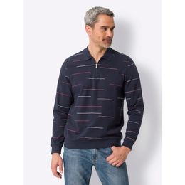 Sweatshirt CLASSIC, Herren, Gr. 48/50, blau (marine, bedruckt), 100% Baumwolle, gemustert, gestreift, mehrfarbig, Sweatshirts Sweatshirt