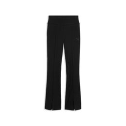 Leggings Puma "HER RIB FLARED LEGGINGS", Damen, Gr. L, N-Gr, Puma schwarz, Obermaterial: 62% Polyester, 34% Baumwolle, 4% Elasthan, unifarben, schmal normal, Hosen Leggings, schmale Passform, f&uuml;r sportliche Aktivit&auml;ten und Alltag