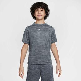 Kapuzensweatshirt Nike "B NK DF MULTI SS TOP LBR HTHR", M&auml;dchen, Gr. XL (164/170), schwarz, lt smoke grau, wei&szlig;, Obermaterial: 100% Polyester, normal, Rundhals, angesetztes B&uuml;ndchen, Sweatshirts, f&uuml;r Jugendliche, sportlicher Stil, aus Polyester, mit Raglan&auml;rmeln