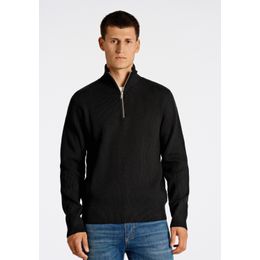 Troyer LINDBERGH "Troyer Relaxed Fit", Herren, Gr. L, schwarz, Obermaterial: 80% Baumwolle, 20% Polyester, unifarben, hoch geschlossener Ausschnitt, Pullover Troyer