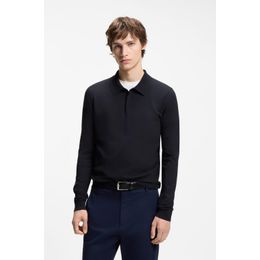 Polokragenpullover Hugo "San Pippo", Herren, Gr. L, navy410, Strick, Obermaterial: 72% Viskose, 28% Polyester, unifarben, slim fit normal, Rundhals, B&uuml;ndchen, Pullover, Polokragen, Feinstrick, schmale Passform