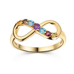 Fingerring ZEEme "925/- Sterling Silber vergoldet Infinity" Gr. 52, gelb, Fingerringe, Damen, 052 (16,6), Silber 925 (Sterlingsilber), Fingerring