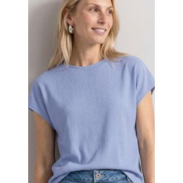 T-Shirt Street One, Damen, Gr. 34, cashmere blau, Stoff, 95% Viskose, 5% Elasthan, unifarben, normal normal, Rundhals, abgesteppt, Shirts T-Shirt, aus softer Viskose