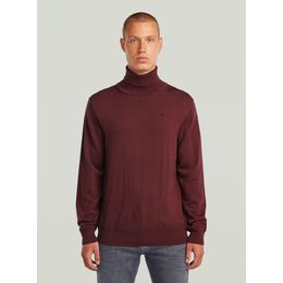 G-Star Raw Longpullover G-STAR "Premium Core Turtle Strickpullover", Herren, Gr. L, port rot, Obermaterial: 100% Wolle, Pullover Longpullover
