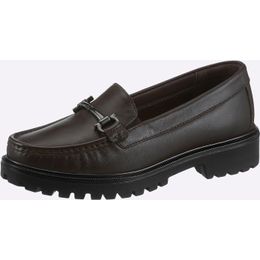 Slipper Heine, Damen, Gr. 38, braun, Glattleder, Leder, Rindsleder, Schuhe Slipper