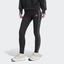 Leggings adidas Sportswear "W AOP 3S LEG", Damen, Gr. L, N-Gr, schwarz, multicolor, grau four, normal, gr., Obermaterial: 90% Baumwolle, 10% Elasthan, Hosen Leggings