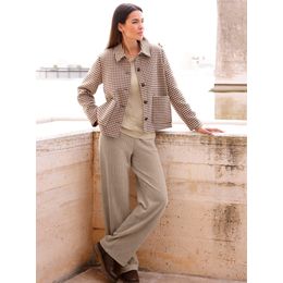 Jackenblazer Heine "Blazerjacke", Damen, Gr. 42, braun (schoko, sand, kariert), 90% Polyester, 10% Wolle, Blazer