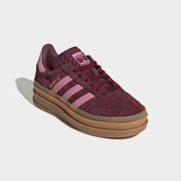 Plateausneaker adidas originals "GAZELLE BOLD", M&auml;dchen, Gr. 35,5, maroon, st tropic bloom, gold metallic, Leder, Synthetik, Schuhe Plateausneaker, f&uuml;r Kinder & Jugendliche