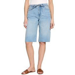 Shorts Zero "Damen mit Bindeg&uuml;rtel", Damen, Gr. 34, Normalgr&ouml;&szlig;en, light blau denim, Strick, Obermaterial: 94% Baumwolle, 5% Baumwolle (recycled), 1% Elasthan. Futter: 35% Polyester, 65% Baumwolle, used, figurbetont kurz, Hosen Shorts, G&uuml;rtel
