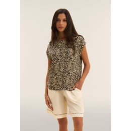 Rundhalsshirt Freddy, Damen, Gr. XL, leopard, Single Jersey, Obermaterial: 100% Viskose, gemustert, bequem h&uuml;ftlang, Rundhals, Shirts Rundhalsshirt, mit allover Leoprint und Glitzerlogo