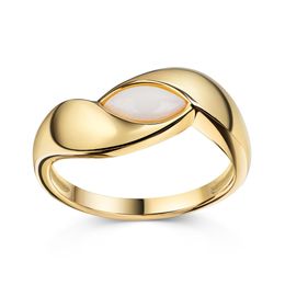 Fingerring ZEEme "925/- Sterling Silber vergoldet Opal wei&szlig;" Gr. 52, gelb, Fingerringe, Damen, 052 (16,6), Silber 925 (Sterlingsilber), Fingerring