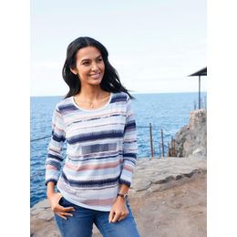 Print-Shirt Casual Looks "Druck-Shirt", Damen, Gr. 38, rosenholz, ecru, bedruckt, 50% Baumwolle, 50% Modal, gemustert, gestreift, mehrfarbig, Rundhals, Shirts