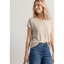 T-Shirt Street One, Damen, Gr. 34, clay sand, Stoff, 95% Viskose, 5% Elasthan, unifarben, comfort fit normal, Rundhals, abgesteppt, Shirts T-Shirt, in Unifarbe