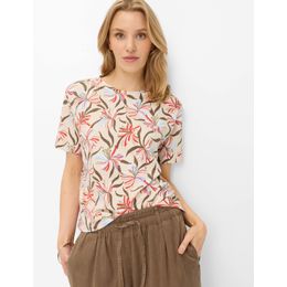 Kurzarmshirt Brax "Style CARA S", Damen, Gr. 32, hellbeige, 47% Baumwolle, 47% Modal, 6% Elasthan, Rundhals, Shirts