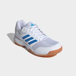 Hallenschuh adidas Performance "SPEEDCOURT", Herren, Gr. 46, cloud wei&szlig;, ray blau, lucid aquamarine, Synthetik, Textil, Schuhe Hallenschuh, geeignet f&uuml;r jeden Hallensport