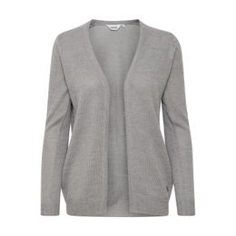 Strickjacke oxmo "Strickjacke OXNena", Damen, Gr. L, grau (stone mix), Obermaterial: 80% Polyacryl PAN. 20% Nylon NY., Strickjacken Strickjacke