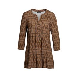 Print-Shirt GOLDNER "Figurschmeichelndes Drucktunika-Shirt", Damen, Gr. 38, schwarz (schwarz, milchkaffee), Obermaterial: 95% Viskose CV. 5% Elasthan EL., normal, V-Ausschnitt, Sonstiges, Shirts, Ohne