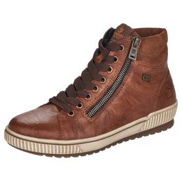 Schn&uuml;rboots Remonte, Damen, Gr. 40, braun (cognac), Leder, Lederimitat, Schuhe Schn&uuml;rboots, Plateau, Schn&uuml;rstiefelette, Boots in Crash-Optik