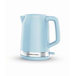 gourmetmaxx Wasserkocher gourmetmaxx, Blau, Kunststoff, 1,7 L, 15.6x23.7x22.1 cm, kabellos, automatische Abschaltung, Trockengehschutz, 360&deg;-Sockel, Anti-Rutsch-F&uuml;&szlig;e, herausnehmbarer Filter, K&uuml;chenger&auml;te, Wasserkocher