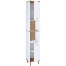Hochschrank Landos ca. 32x181 cm Wei&szlig;/Honigeiche