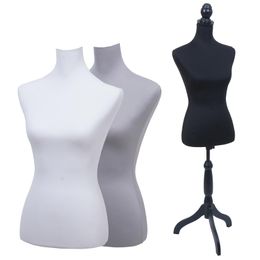 Schneiderpuppe mit 3 Bez&uuml;gen MCW-Q24, Schaufensterpuppe Torso weiblich, Schaumstoff, abnehmbarer Bezug, MVG-zertifiziert