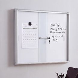 Schaukasten MCW-Q50, Magnettafel Whiteboard Memoboard Pinnwand, Aluminium abschlie&szlig;bar inkl. Zubeh&ouml;r 67x68x9cm