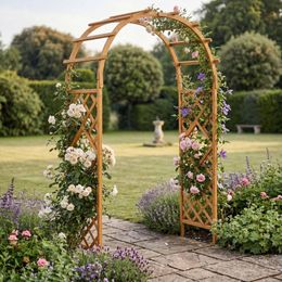 Rosenbogen MCW-Q20, Rankgitter Rosenspalier Rankhilfe Torbogen Garten Holz MVG-zertifiziert 210x126x60cm ~ natur