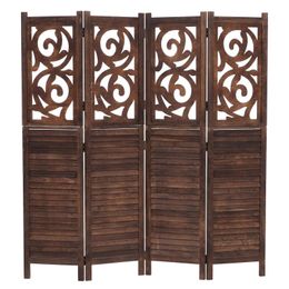 MCW Paravent T568, Raumteiler Trennwand Sichtschutz Raumtrennung, Ornamente klappbar Paulownia Holz 170x160cm ~ braun