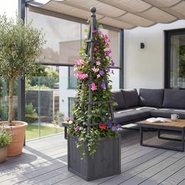 Rankgitter MCW-Q18, Pflanzkasten Pflanzk&uuml;bel Blumenkasten Rankhilfe Holz MVG-zertifiziert 168x40x40cm ~ anthrazit-grau
