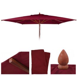 Ersatz-Bezug f&uuml;r Gastronomie Holz-Sonnenschirm MCW-C57b, Sonnenschirmbezug, eckig 3x3m Polyester ~ bordeaux