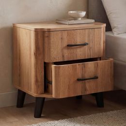 Nachttisch MCW-P42, Nachtkasten Nachtschrank Nachtkommode, 2 Schubladen MDF 50x48x40cm ~ Wotan-Eiche-Optik