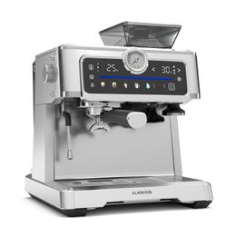 Klarstein GrandPresso Touch Espressomaschine 20 bar integriertes Mahlwerk Druckanzeige Milchschaum Edelstahl