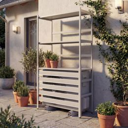 Aluminium Verkleidung f&uuml;r Klimaanlage/W&auml;rmetauscher MCW-P95, Abdeckung Schutzgitter Regal 163x90x38cm ~ grau-wei&szlig;
