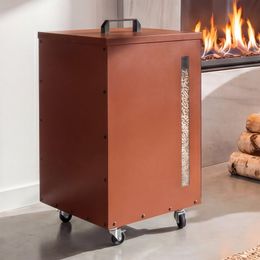 Pelletbeh&auml;lter MCW-Q30, Pelletbox, Aufbewahrungsbox f&uuml;r z.B. Tierfutter, Sichtfenster Rollen 62x36x36cm ~ kupferfarben