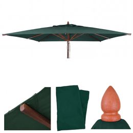 Ersatz-Bezug f&uuml;r Gastronomie Holz-Sonnenschirm MCW-C57b, Sonnenschirmbezug, eckig 4x4m Polyester ~ dunkelgr&uuml;n