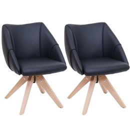 2er-Set Esszimmerstuhl MCW-Q52, K&uuml;chenstuhl Drehstuhl Polsterstuhl Esstischstuhl, drehbar Holz Kunstleder ~ schwarz
