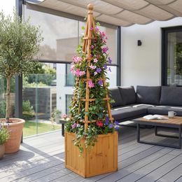 Rankgitter MCW-Q18, Pflanzkasten Pflanzk&uuml;bel Blumenkasten Rankhilfe Holz MVG-zertifiziert 168x40x40cm ~ natur