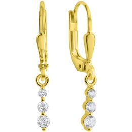 Paar Ohrh&auml;nger Firetti "Schmuck Geschenk Gold 375 Ohrschmuck Ohrring St&auml;bchen", gold (gelbgoldfarben, kristallwei&szlig;, kristallwei&szlig;), Ohrringe, Damen, Gelbgold 375, mit Zirkonia (synth.)