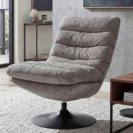 Loungesessel MCW-Q29, Cocktail-/Polster-/Relaxsessel Sessel drehbar Stoff Chenille (470g/m&sup2;) &Ouml;ko-Tex Stahl ~ taupe-creme