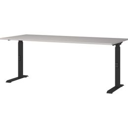 Schreibtisch h&ouml;heneinstellbar 68-91 cm Greige/Schwarz 180x80cm C-Fu&szlig; B&uuml;rotisch Ergonomisch Made in Germany "Stuttgart" KADIMA DESIGN