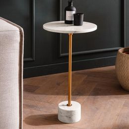 Beistelltisch FineBuy Anstelltisch Echter Marmor &Oslash; 30 cm Wohnzimmertisch Rund