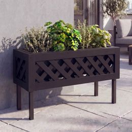 Pflanzkasten MCW-P86, Blumen-/Pflanzk&uuml;bel Blumenkasten, In-/Outdoor Akazie Holz MVG-zertifiziert 35x64x24cm ~ schwarz