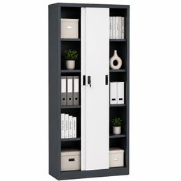 Vcm Metallschrank mit 5 F&auml;chern und 2 Schiebet&uuml;ren, Stahlschrank abschlie&szlig;bar, 80 x 180 x 40 cm, Aktenschrank und Universalschrank, Malivo