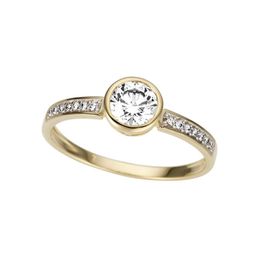 Solit&auml;rring Firetti "Schmuck Geschenk Gold 333 Damenring Verlobungsring Goldring Solit&auml;r" Gr. 19, gelb (gelbgoldfarben, wei&szlig;goldfarben, kristallwei&szlig;), Fingerringe, Damen, 19, Gelbgold 333, 1,5mm, mit Zirkonia (synth.)
