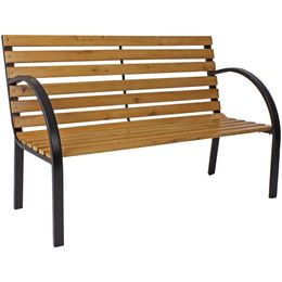 Bank Garden Pleasure "BELLEVUE", schwarz (schwarz, natur, schwarz), B:122cm H:80cm T:60cm, Sitzb&auml;nke, Klassisch gestaltete 2-Sitzerbank, Stahl