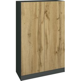 borchardt M&ouml;bel Schuhschrank BORCHARDT M&Ouml;BEL "Vaasa, Schuhregal mit 6 F&auml;chern, h&ouml;henverstellbar", schwarz (schwarz matt, eichefarben wotan), B:76cm H:120cm T:35cm, Holzwerkstoff, Schr&auml;nke, Schuhschrank, Breite 76 cm