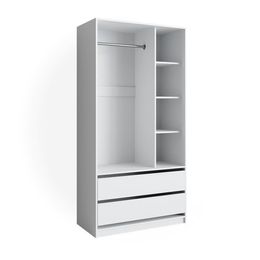 VICCO Kleiderschrank, Wei&szlig;, Holzwerkstoff, 7 F&auml;cher, 2 Schubladen, Rechteckig, 100x200x50 cm, Schlafzimmer, Kleiderschr&auml;nke