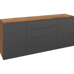 borchardt M&ouml;bel Sideboard BORCHARDT M&Ouml;BEL "Tom, moderne Kommode mit dunklen Metallgriffen", grau (eichefarben vintage, graphit), B:166cm H:72cm T:35cm, Spanplatte, Sideboards, Sideboard, 166cm, 2 T&uuml;ren 4 Schubf&auml;cher, variable Einlegeb&ouml;den, viel Stauraum